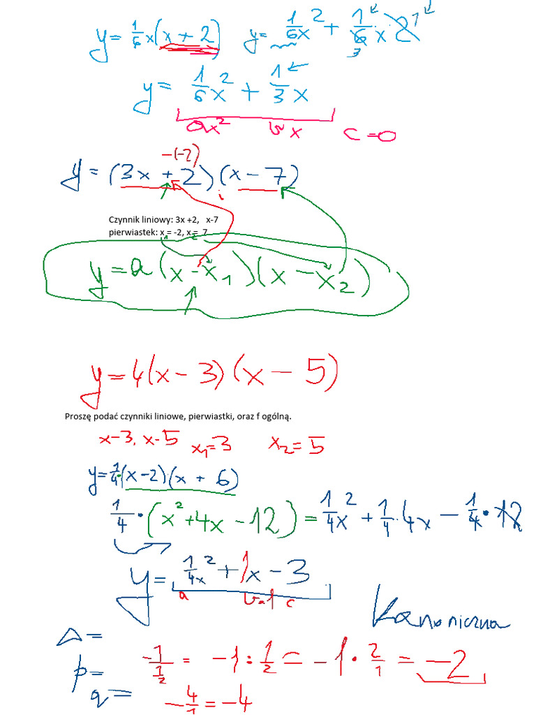 Czynnik Liniowy 3x 2 X 7 Pierwiastek X 2 X 7 PDF
