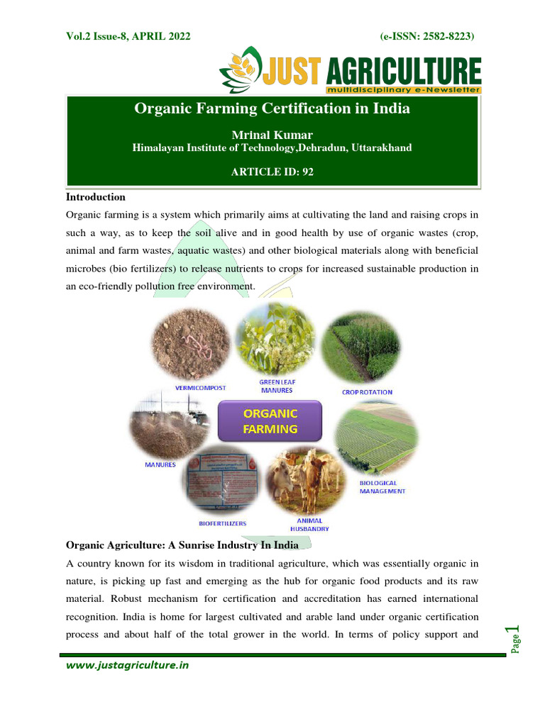 Organic Farming Certification in India | PDF | Organic Farming ...