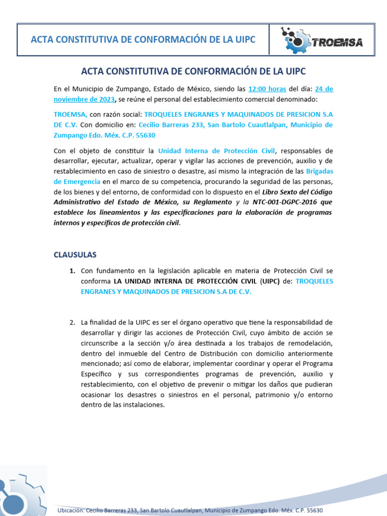 Acta Constitutiva