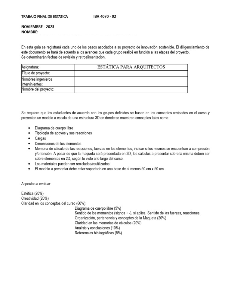 Proyecto Final Estática | PDF