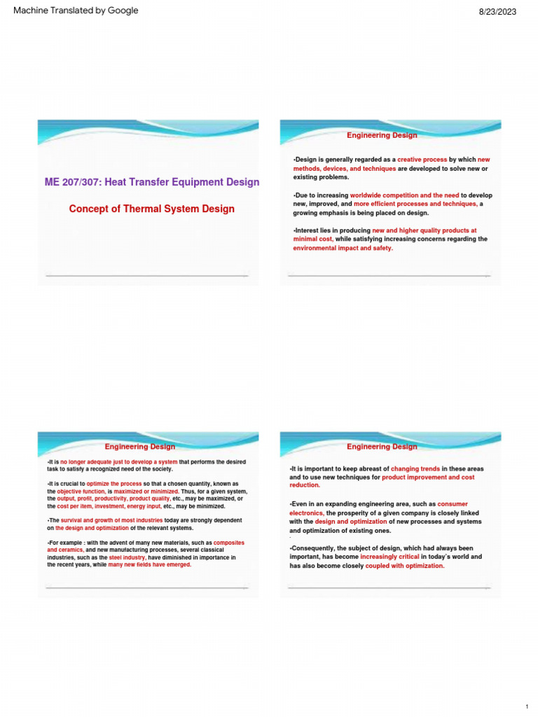 ME 207 - 307 Concept of Thermal System Design - 2 | PDF | Engineering | Heat