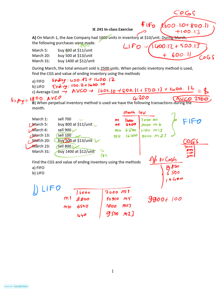 Exercise2 Inventories | PDF | Cost Of Goods Sold | Financial Capital