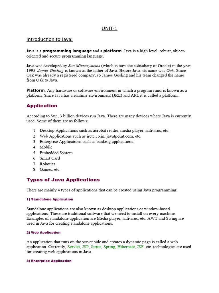 Java Unit1 Iibsc VVDC | PDF | Java (Programming Language) | Java (Software Platform)