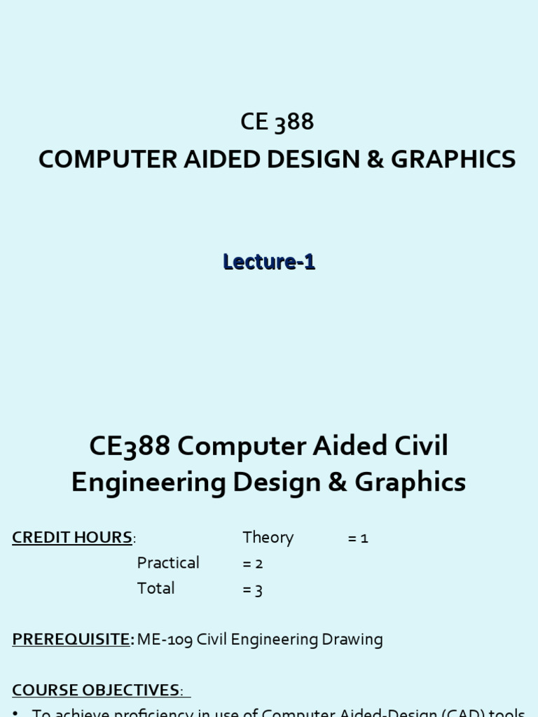 Lecture 1 - Introduction To autoCAD | PDF | Auto Cad | Computer Aided Design