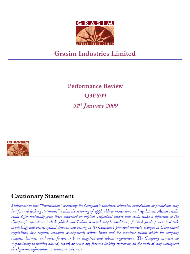 Grasim Q3FY09 Financial Review | PDF | Taxes | Depreciation