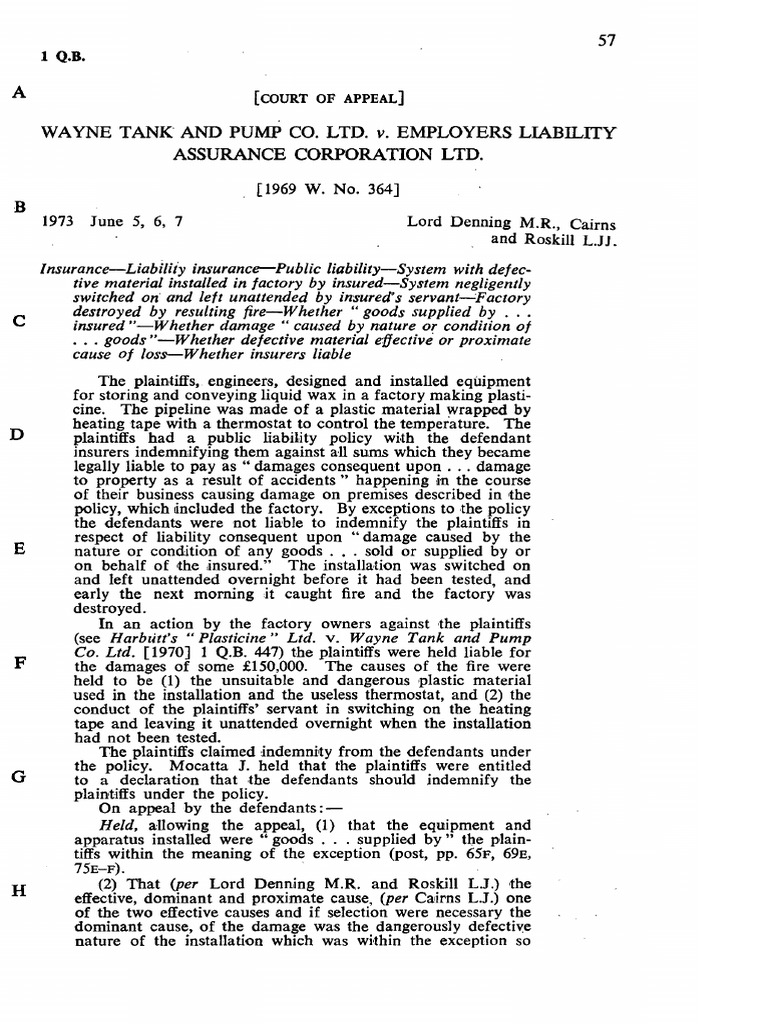 WAYNE TANK AND PUMP CO. LTD. v. EMPLOYERS LIABILITY ASSURANCE ...