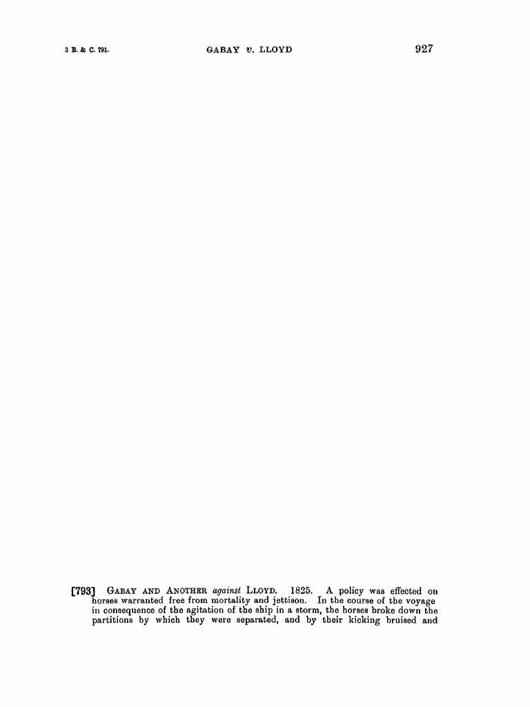 Gabay and Another Against Lloyd (1825) 107 ER 927 | PDF | Insurance ...