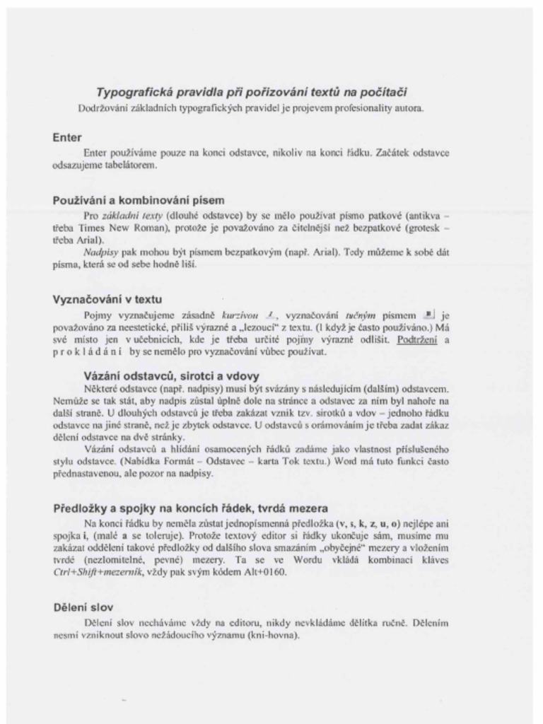 Základní typografická pravidla | PDF