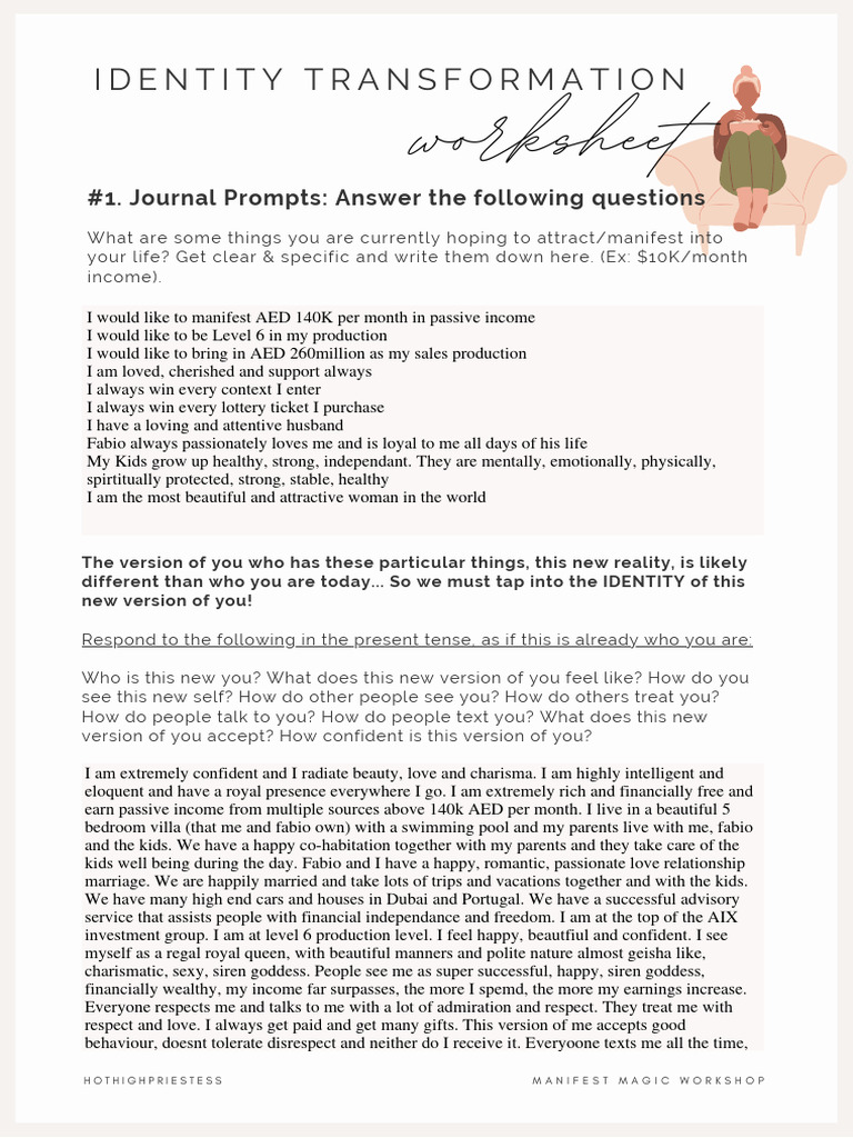 Identity Transformation Workshop Worksheet | PDF | Psychological ...