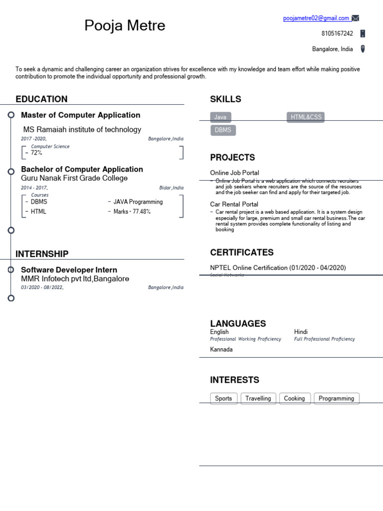 Pooja Resume-2 | Download Free PDF | World Wide Web | Internet & Web