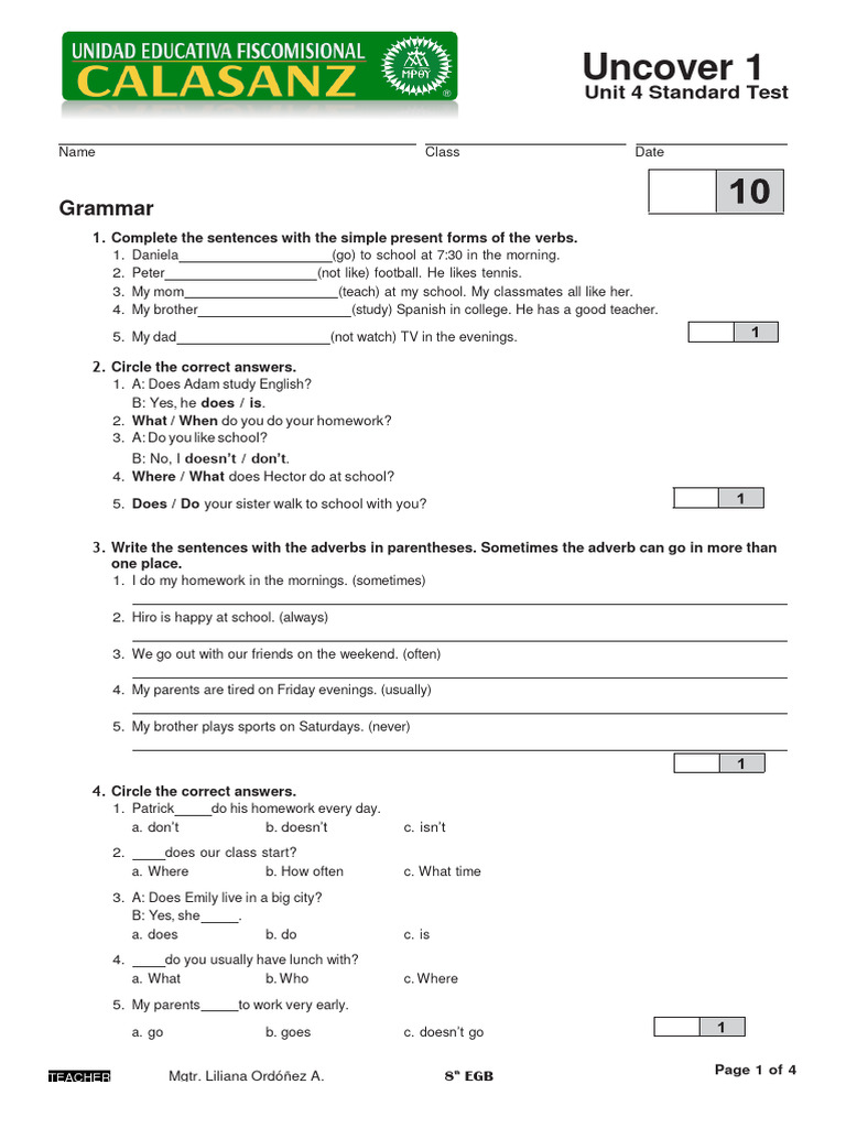 U4 8vos | PDF | Linguistics | Grammar