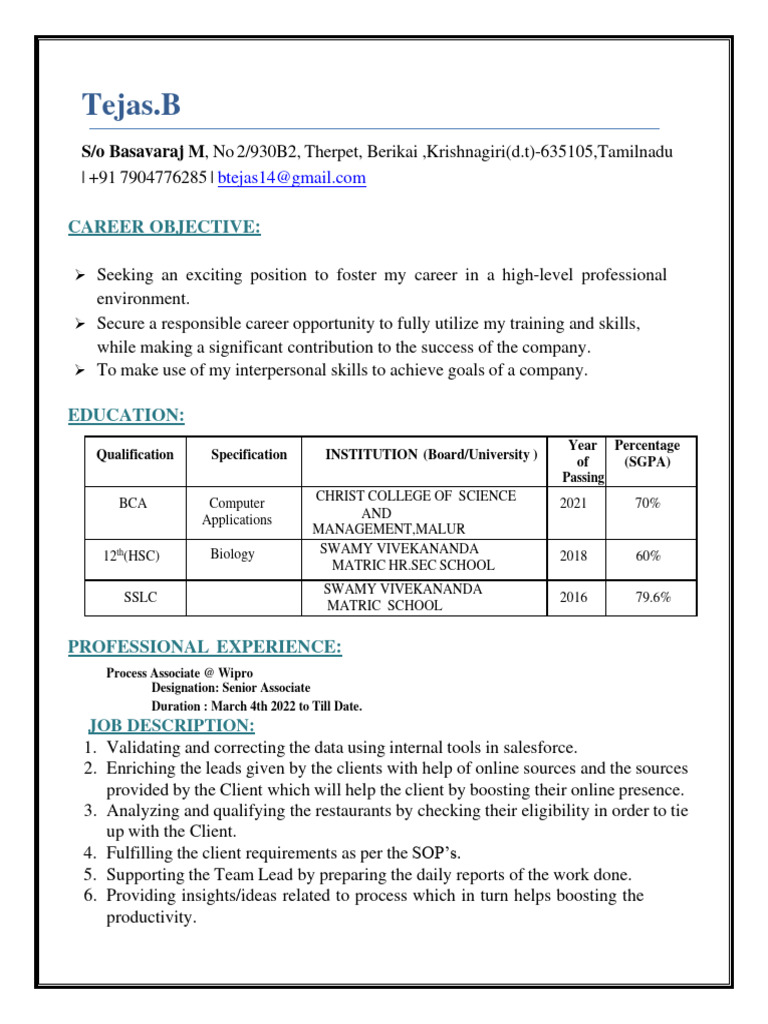 Tejas Resume | Download Free PDF | Databases | My Sql