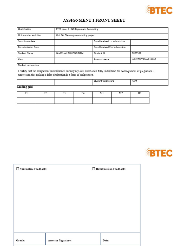 Unit 06 - Assignment 1 Frontsheet | PDF | Big Data | Data