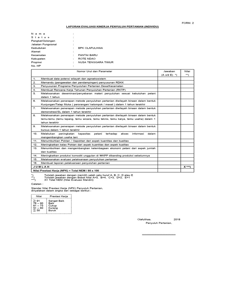 FORM Lap Evaluasi Kinerja | PDF
