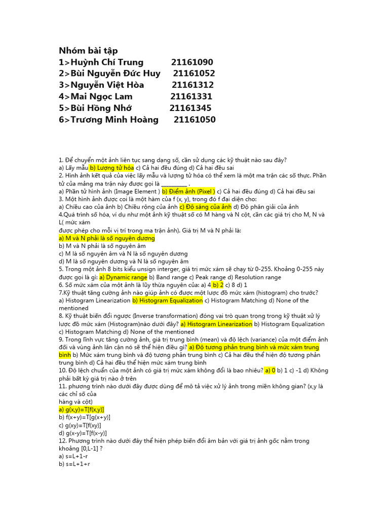 Bài tập xla ôn tập | PDF