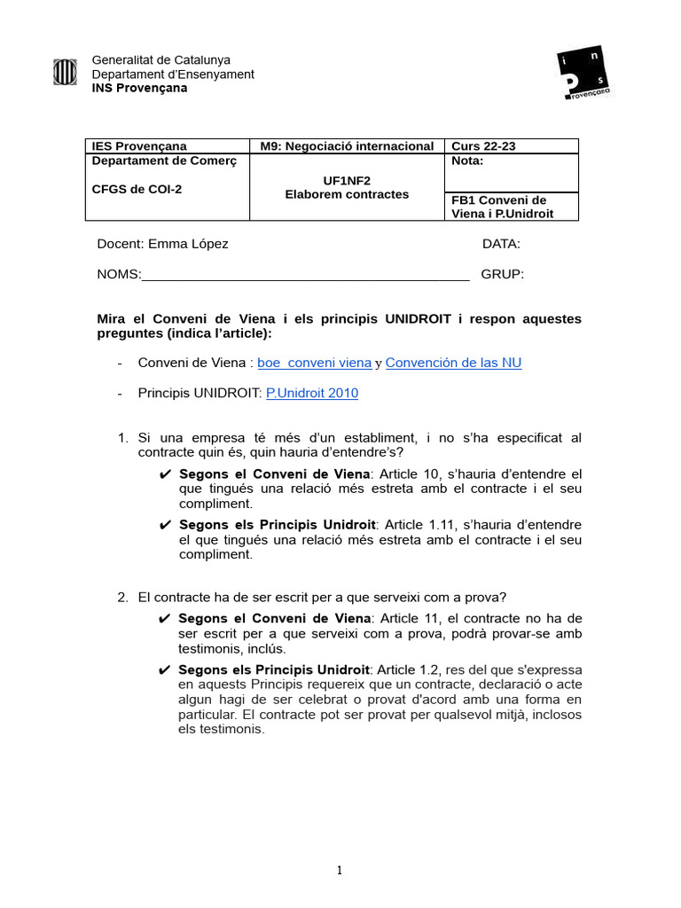 FB1 - Conveni Viena | PDF