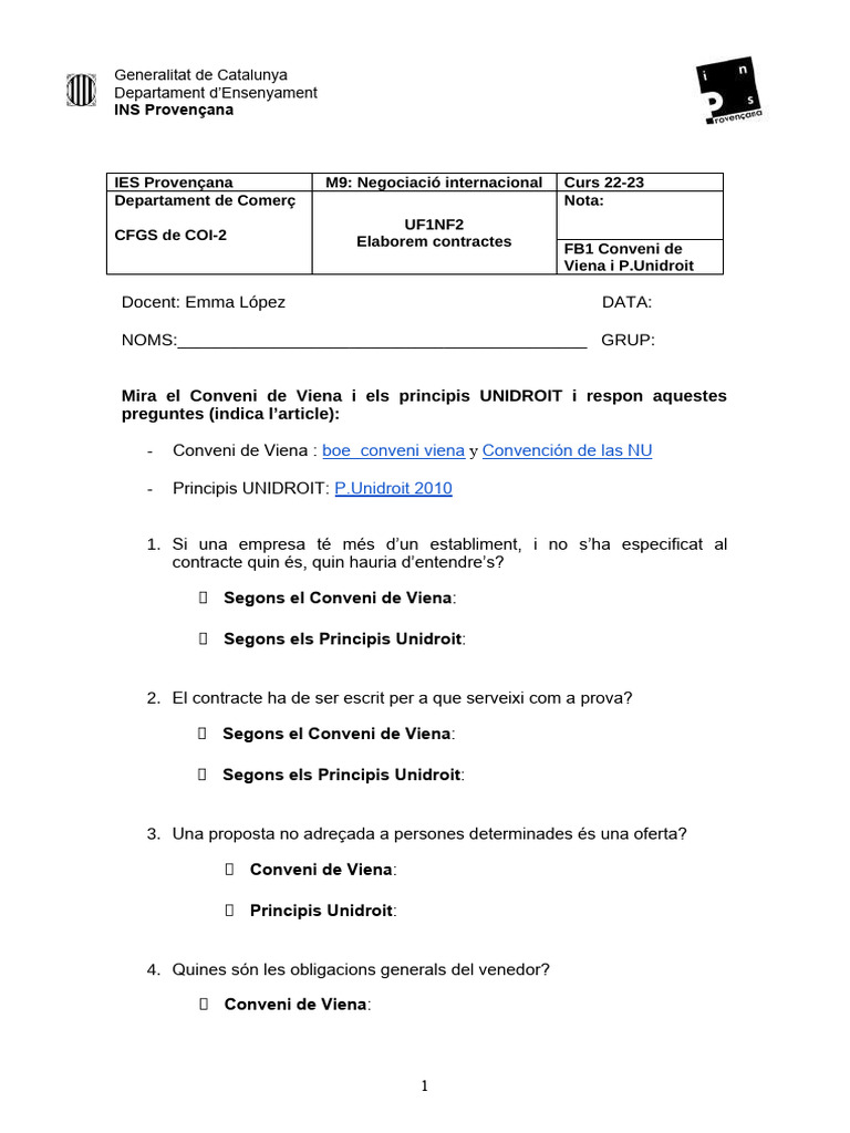 FB1 - Conveni Viena | PDF