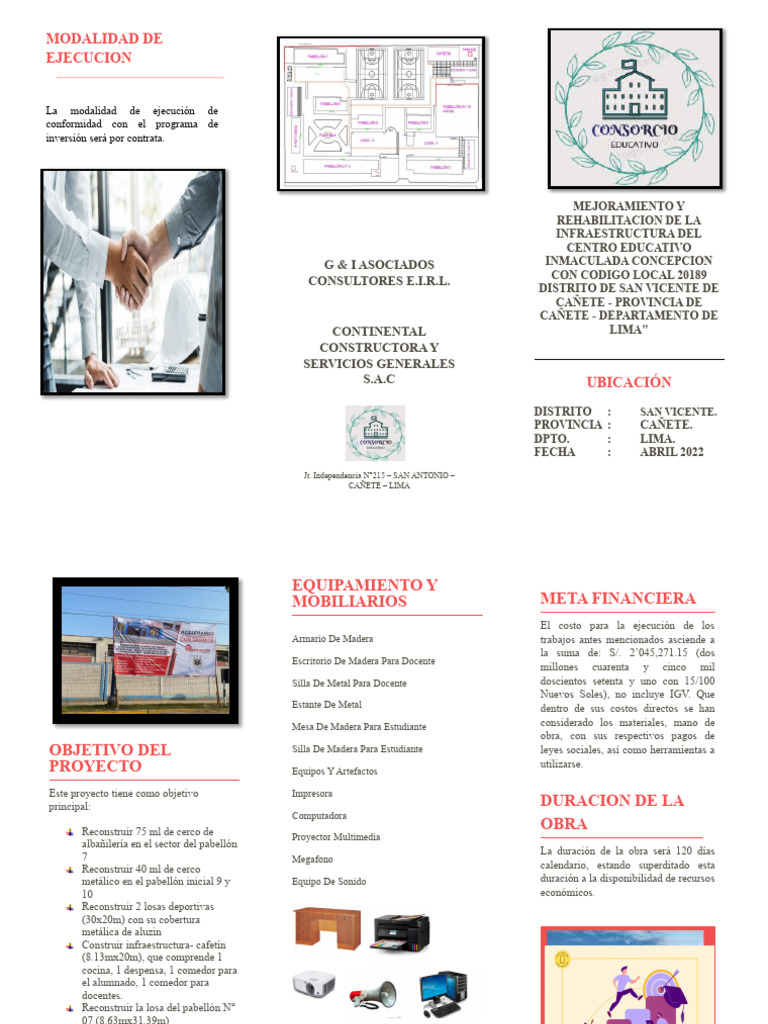 Triptico Informativo Consorcio Educativo | PDF | Economias