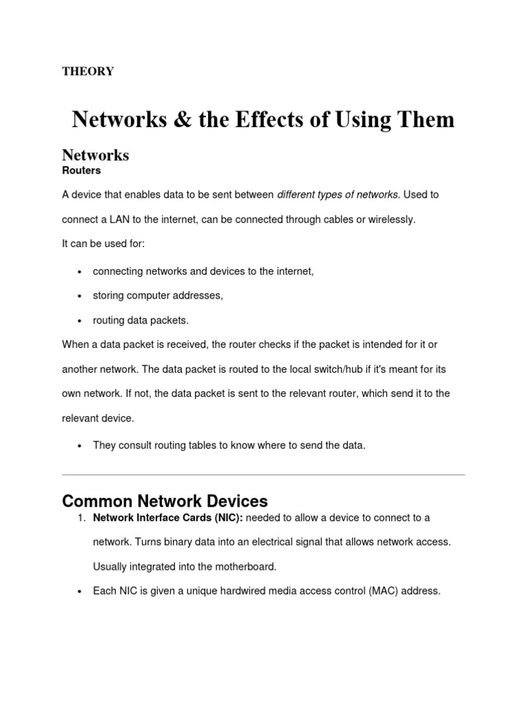 4 Networks And The Effects Of Using Them Pdf Computer Network Network Switch