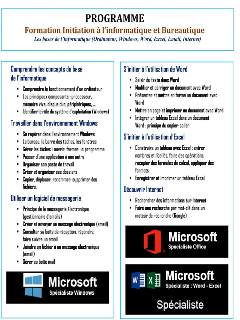 1 Initiation Informatique Bureautique | PDF