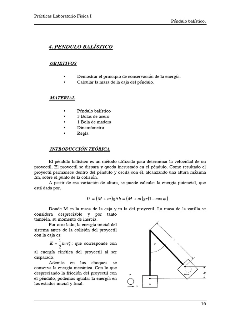 Guiones Pendulo Balistico | PDF | Péndulo | Masa