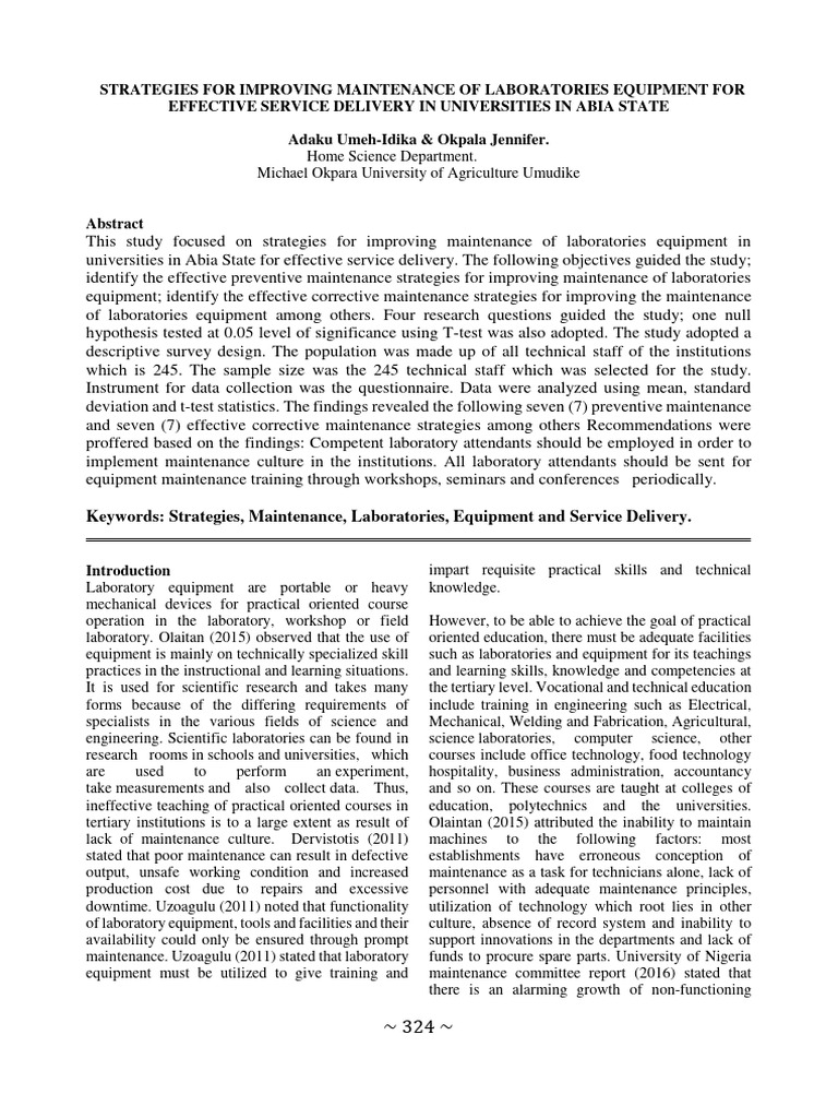Strategies for Laboratory Equipment Maintenance | PDF | Survey ...