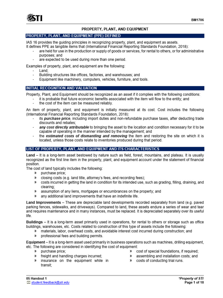 05 Handout 1 | PDF | Depreciation | Fixed Asset