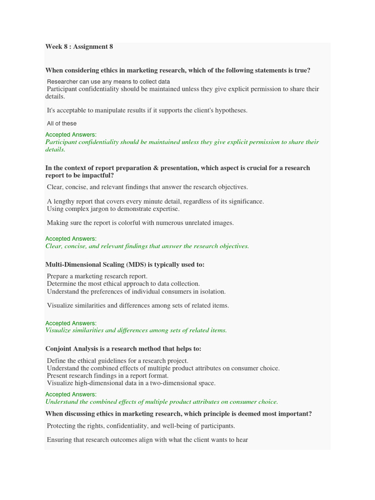 Week 8 Assignment 8 | PDF | Marketing Research | Data