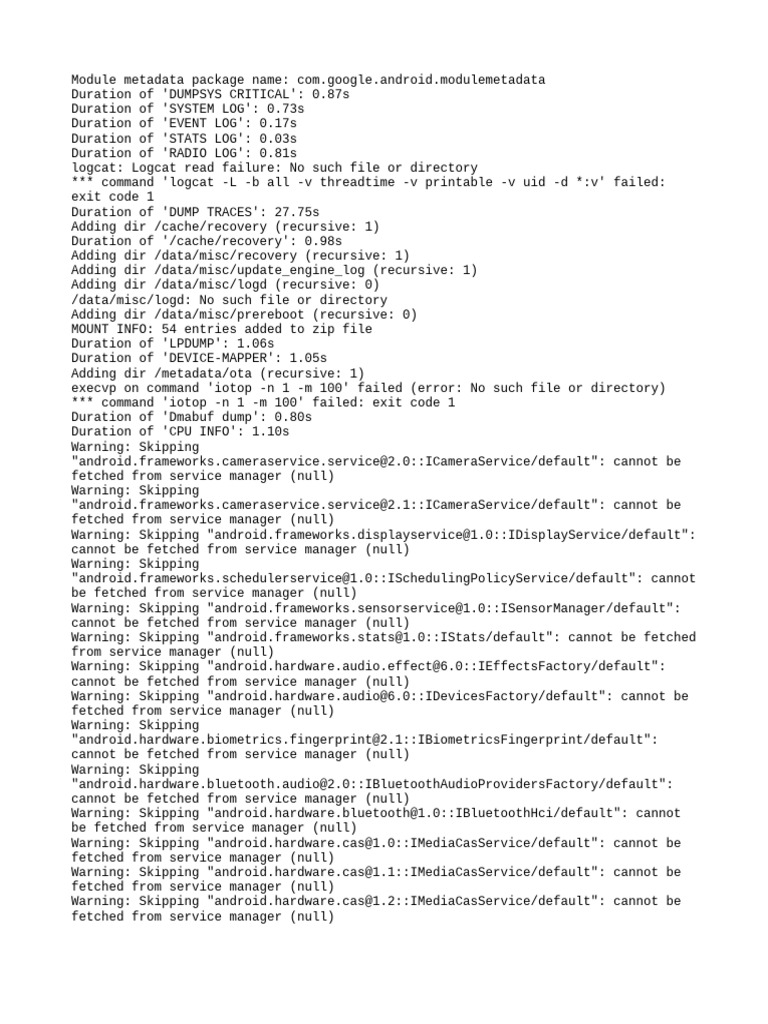 Documento Dumpstate - Log | PDF | Software | Computing