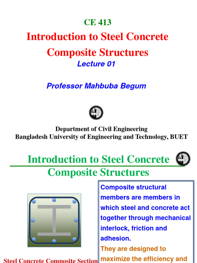 CE413 Lecture 1 Introduction | PDF | Beam (Structure) | Composite Material