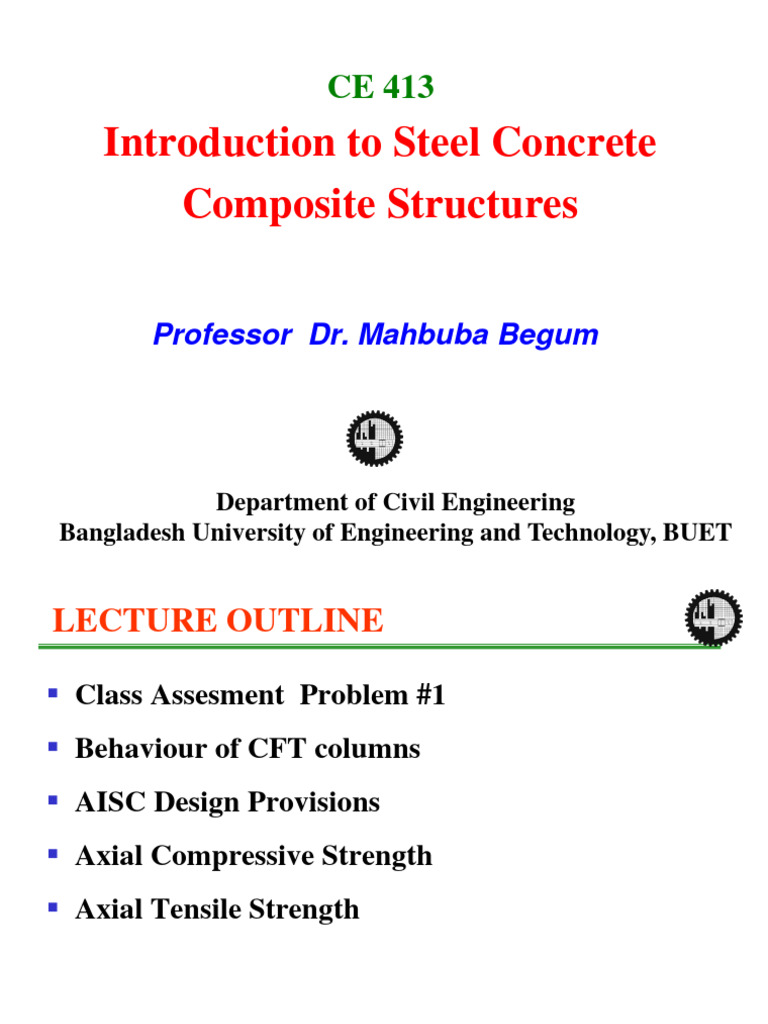 CE413 Lecture 3 CFT Column | PDF | Buckling | Strength Of Materials