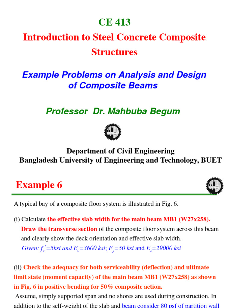 Example 6 - Composite - Beams - CE413 | PDF