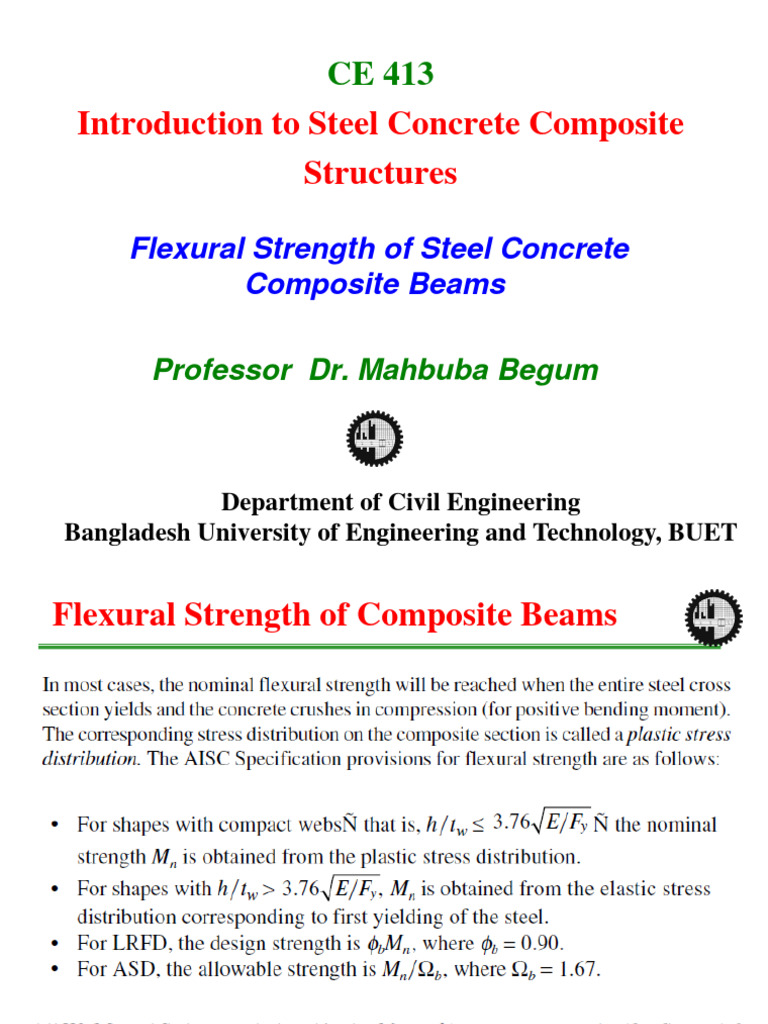 Flexural Strength Composite Beams CE413 | PDF