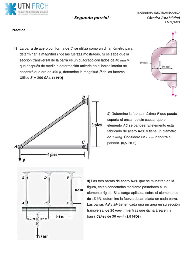 Segundo Parcial PRÁCTICA 12-11-22 | PDF | Viga (Estructura) | Eje