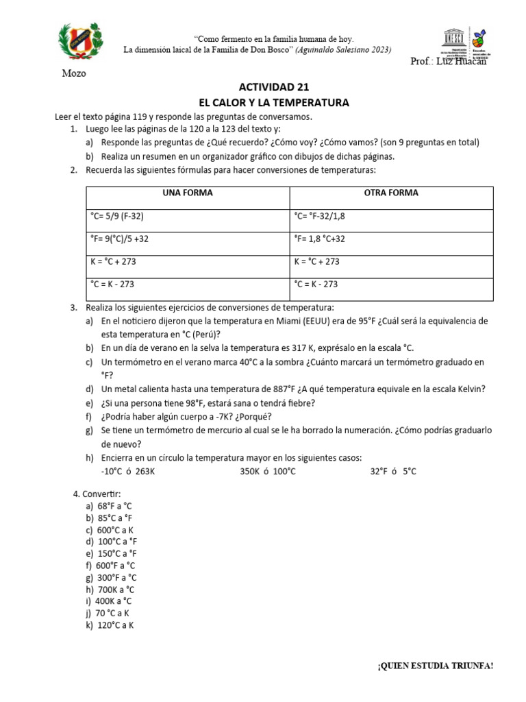Actividad 21 | PDF | Temperatura | Fenómenos científicos