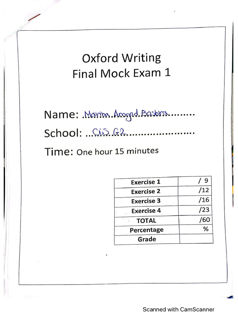 Writing Mock Exam | PDF
