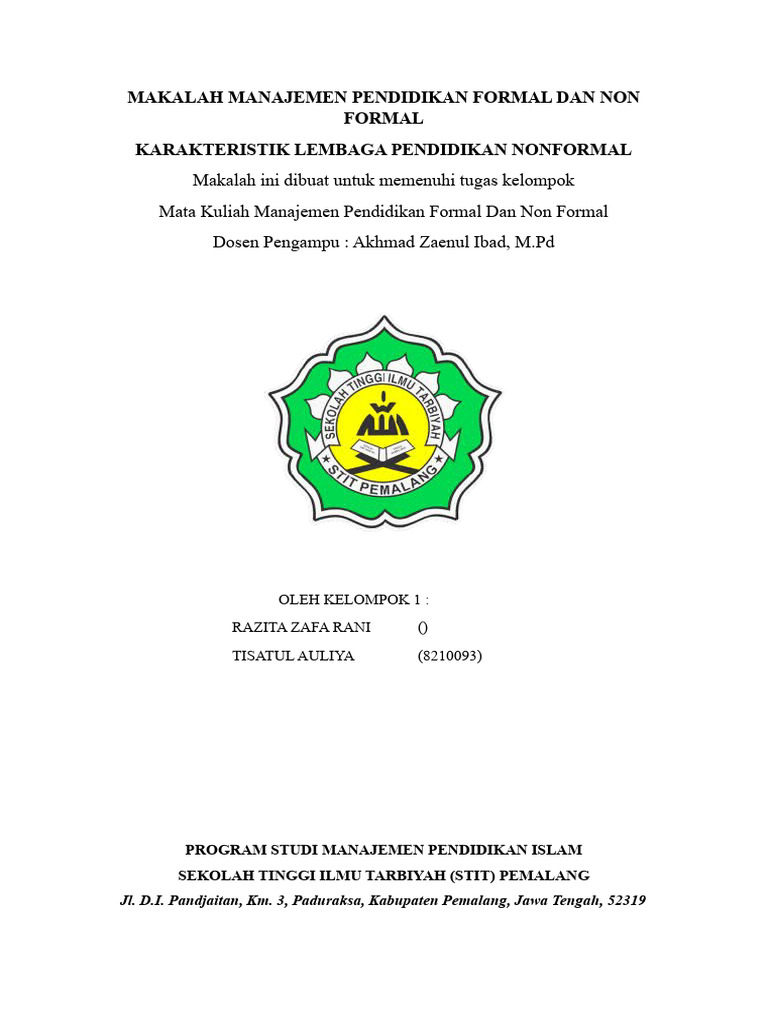 Karakteristik Lembaga Pendidikan Nonformal | PDF