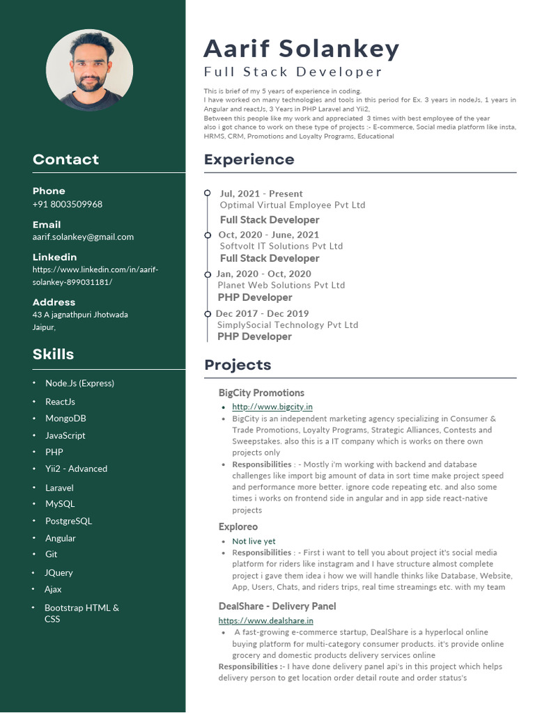 Aarif Solankey Cv In Pdf Software World Wide Web