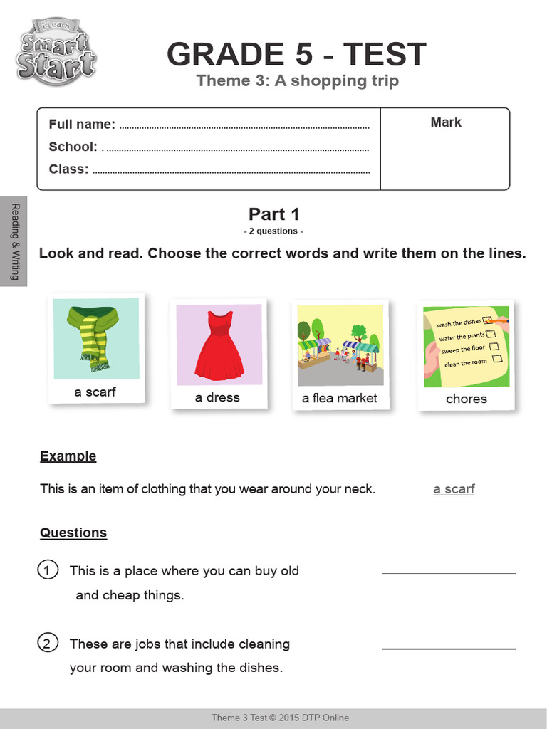 I-Learn Smart Start Grade 5 Theme 3 - Reading - Writing Test | PDF ...