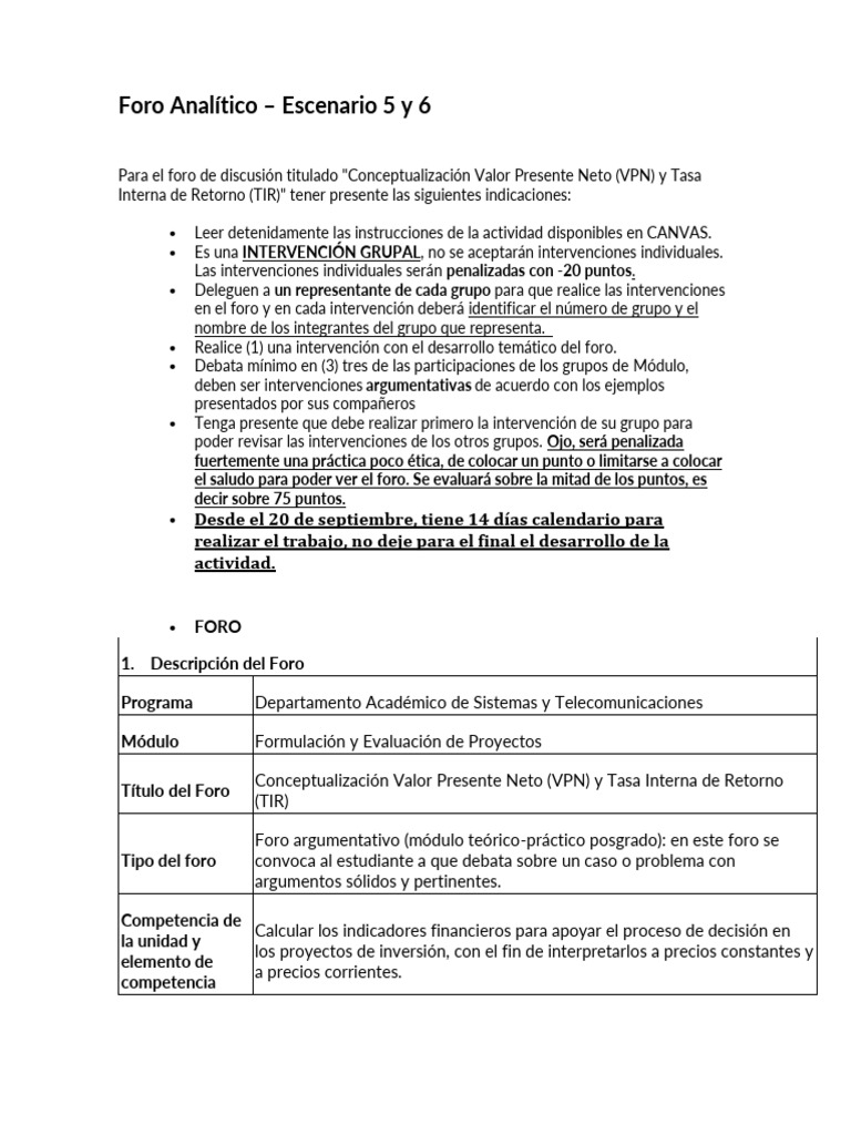 Foro Analítico Escenario 5 y 6 | PDF | Evaluación