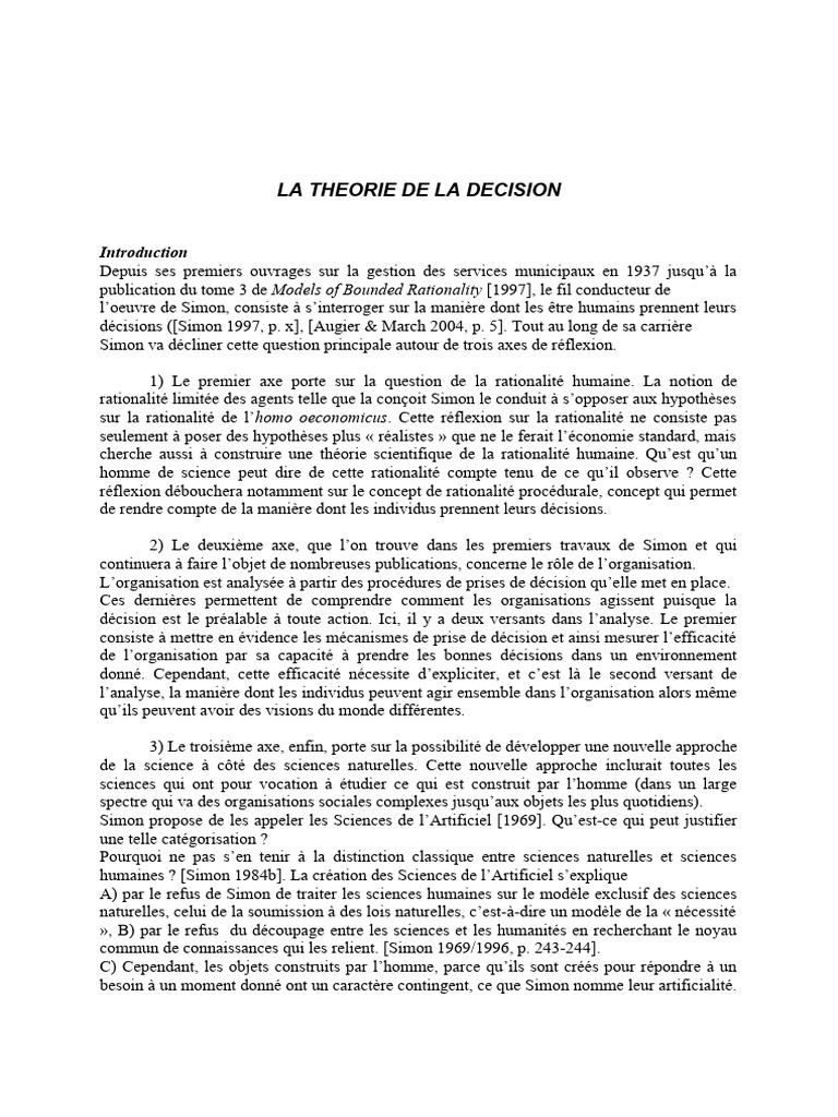 Theorie de La Decision L3 | PDF | Rationalité | Science