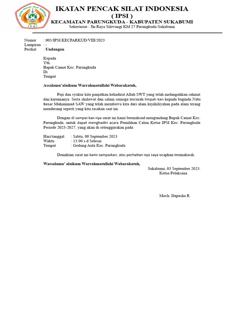 Surat Undangan - Camat | PDF