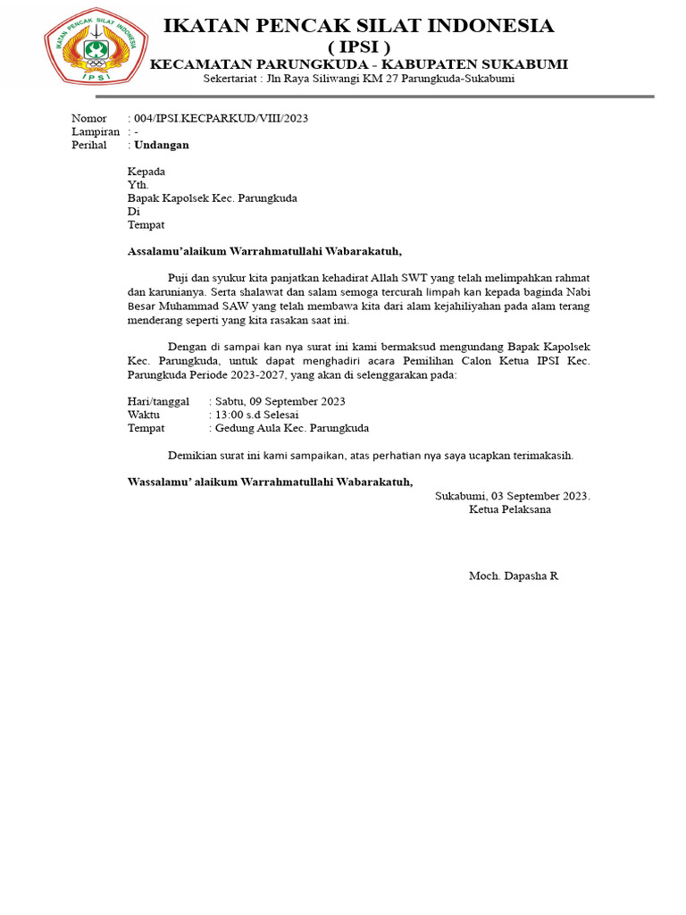 Surat Undangan - Kapolsek | PDF