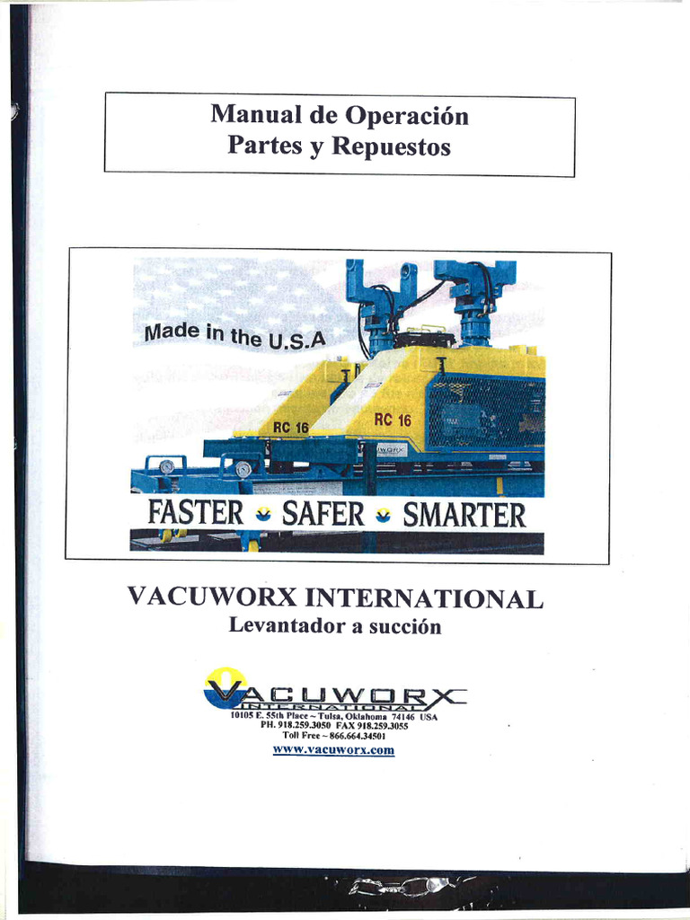 Manual de Operacion Vacuworx - Levantador A Succion | PDF