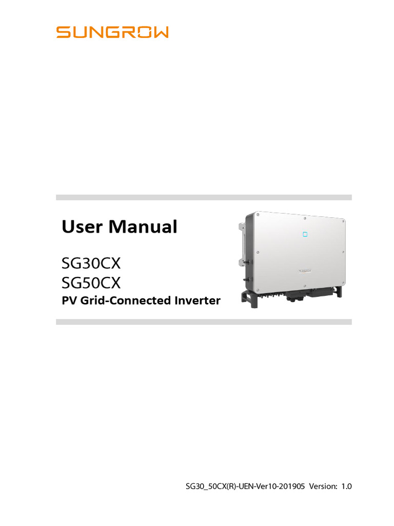 UM - 201905 - SG30CX SG50CX User Manual - V1.0 | PDF | Power Inverter | Alternating Current