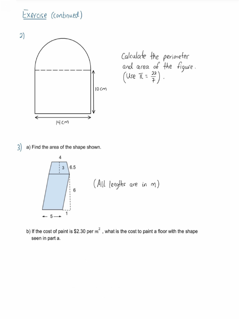 Area and Cost Calculations for Shapes | PDF