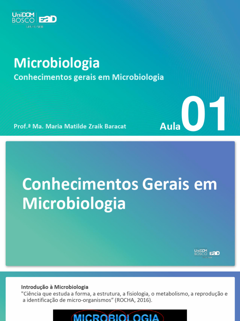 Slide 01 - Microbiologia | PDF | Microbiologia | Microrganismo