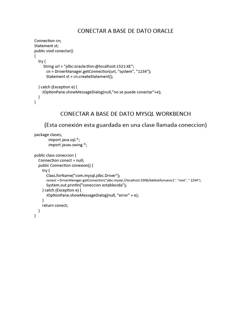 Conexiones y Operaciones SQL Básicas | PDF | SQL | Mi sql
