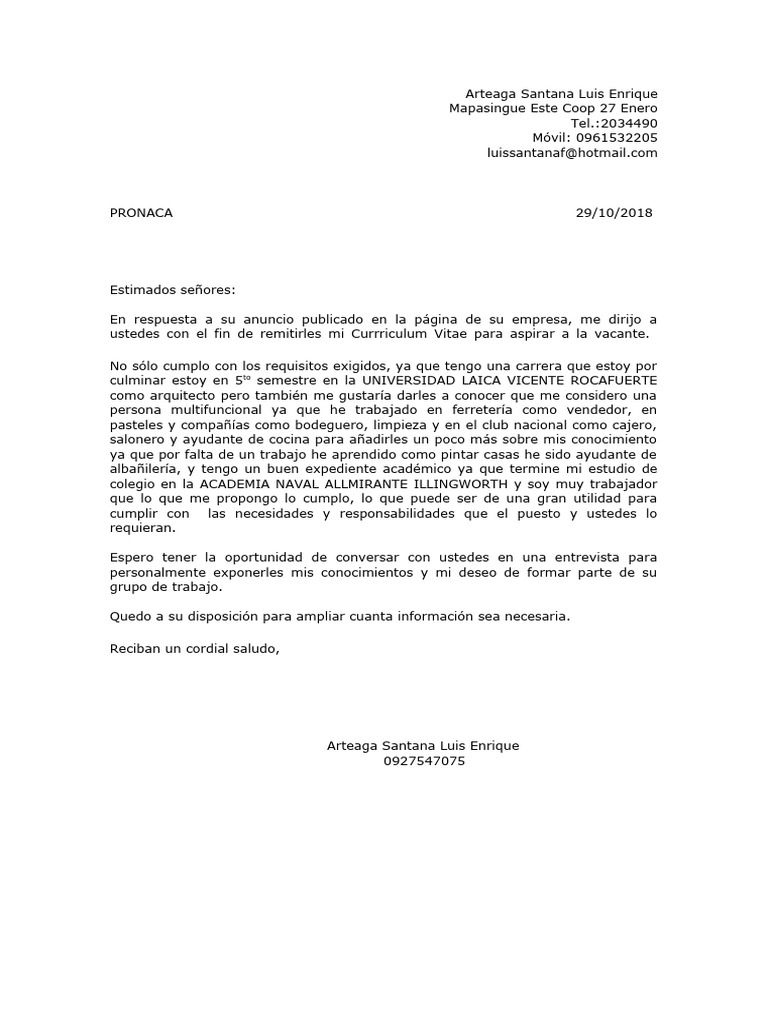 Carta Presentacion | PDF