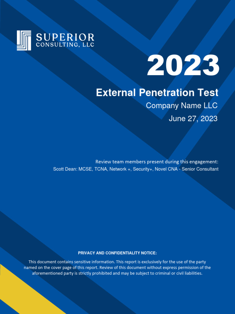 NEW SAMPLE 2023 External Penetration Test Engagement Report FINAL | PDF ...